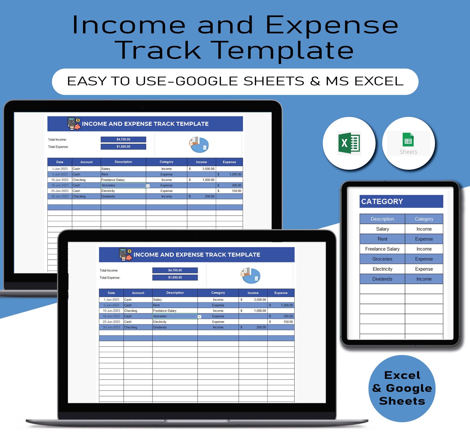 Income and Expense Tracker Google Sheet Financial Bookkeeping Journal ...