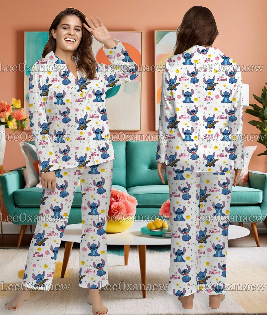 Disney Lilo and Stitch Pajamas Set, Lilo and Stitch Long Sleeve Pyjamas ...