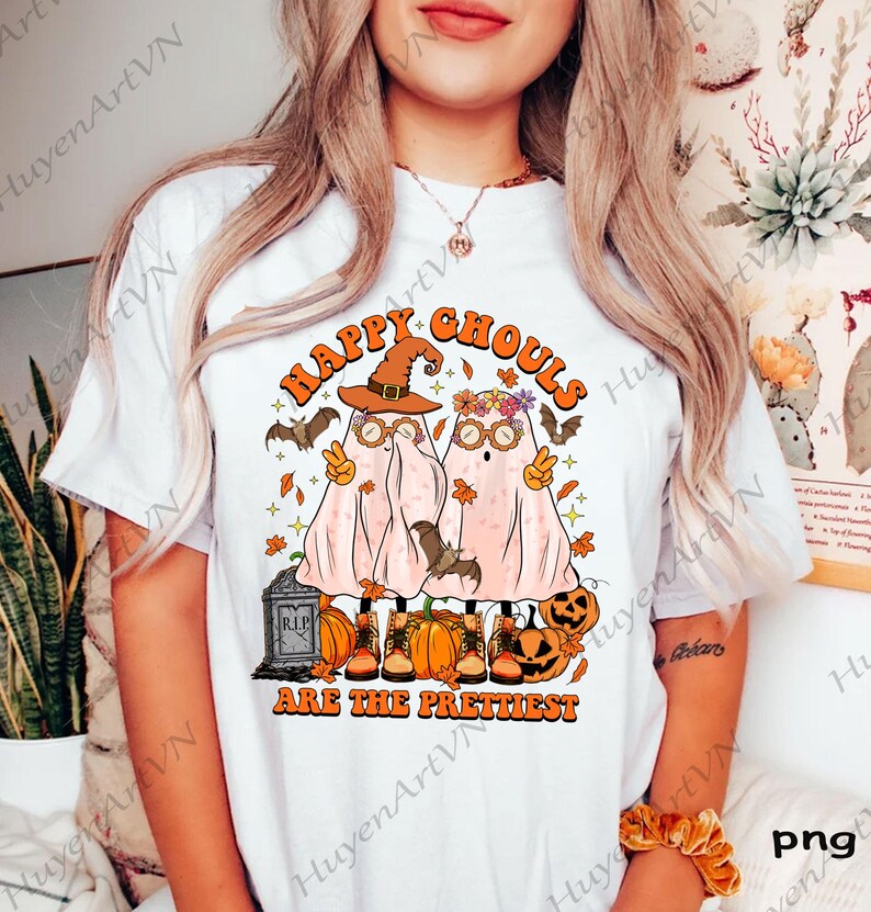 Happy Ghouls Are the Prettiest Png, Fall Ghost Png, Spooky Season Png ...