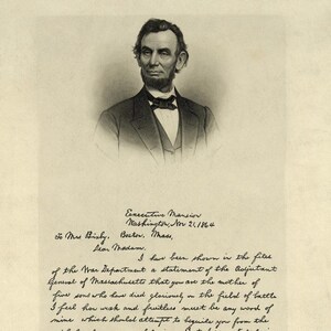 Print: Letter From Abraham Lincoln to Mrs. Bixby, With Bust-length ...