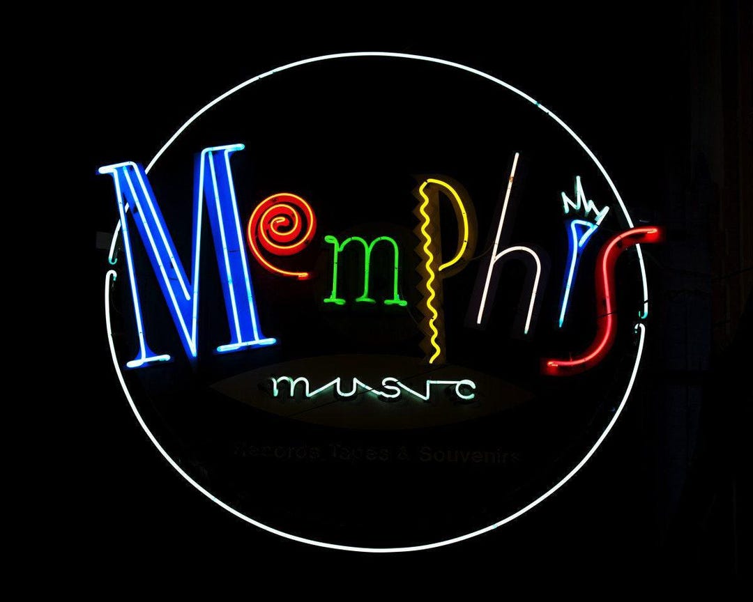 Print: Memphis Music Neon Sign, Beale Street, Memphis - Etsy
