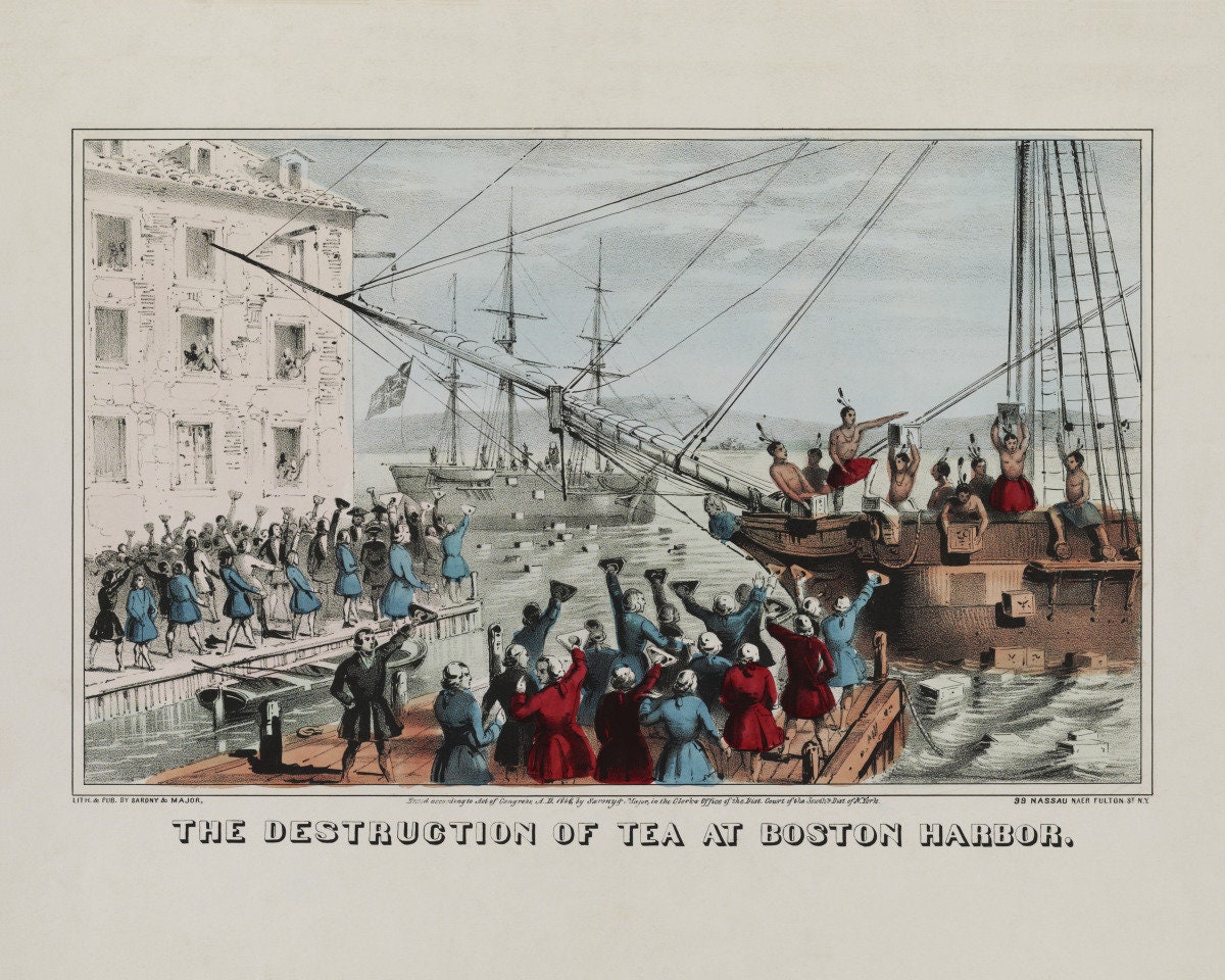 Print: the Destruction of Tea at Boston Harbor, 1846 - Etsy