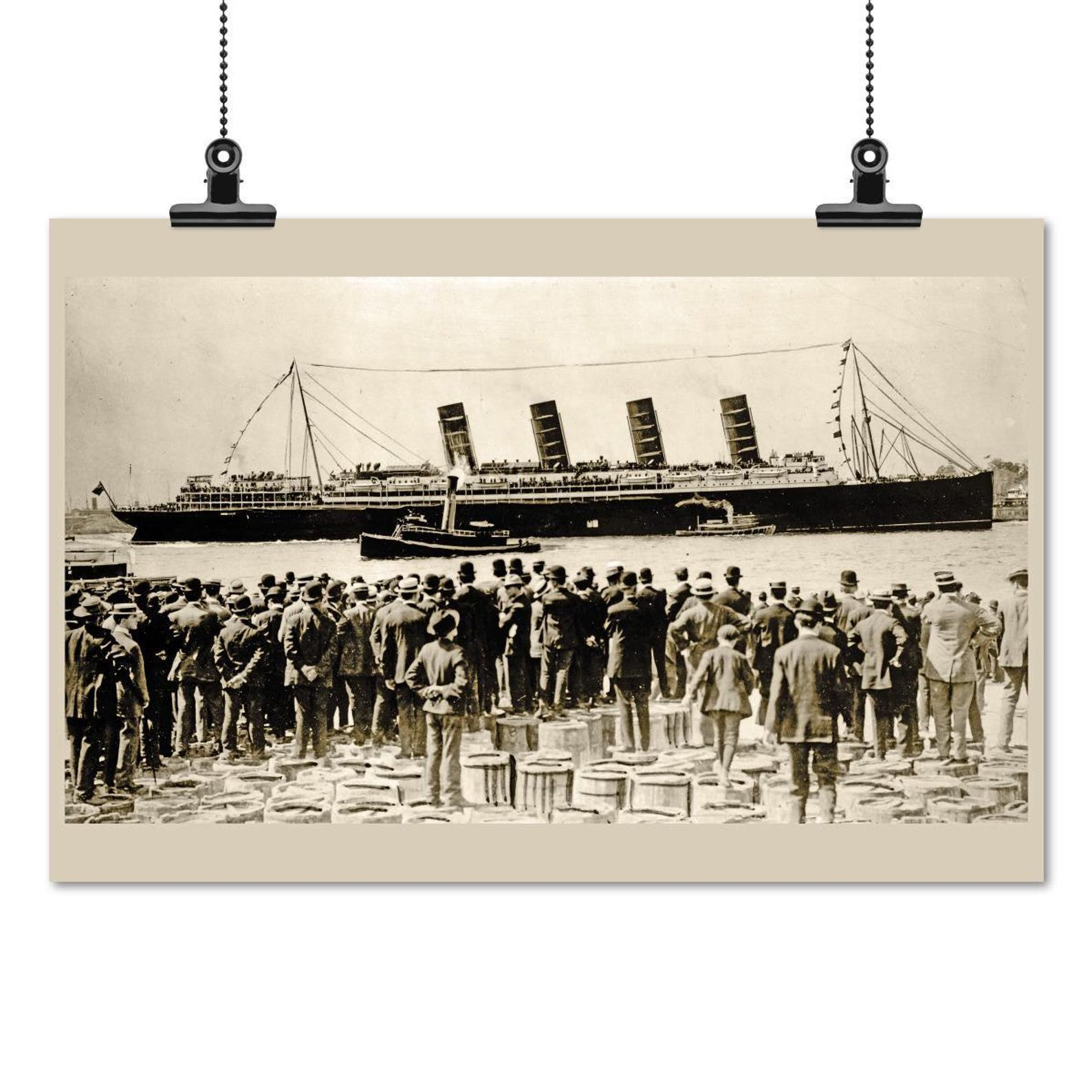 Print: Rms Lusitania, New York City, September 1907, Stern-side View ...