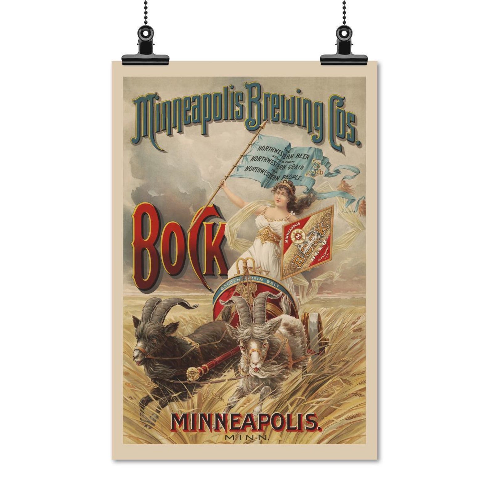 Print: Minneapolis Brewery, Bock Beer, Minnesota, Circa 1895 - Etsy