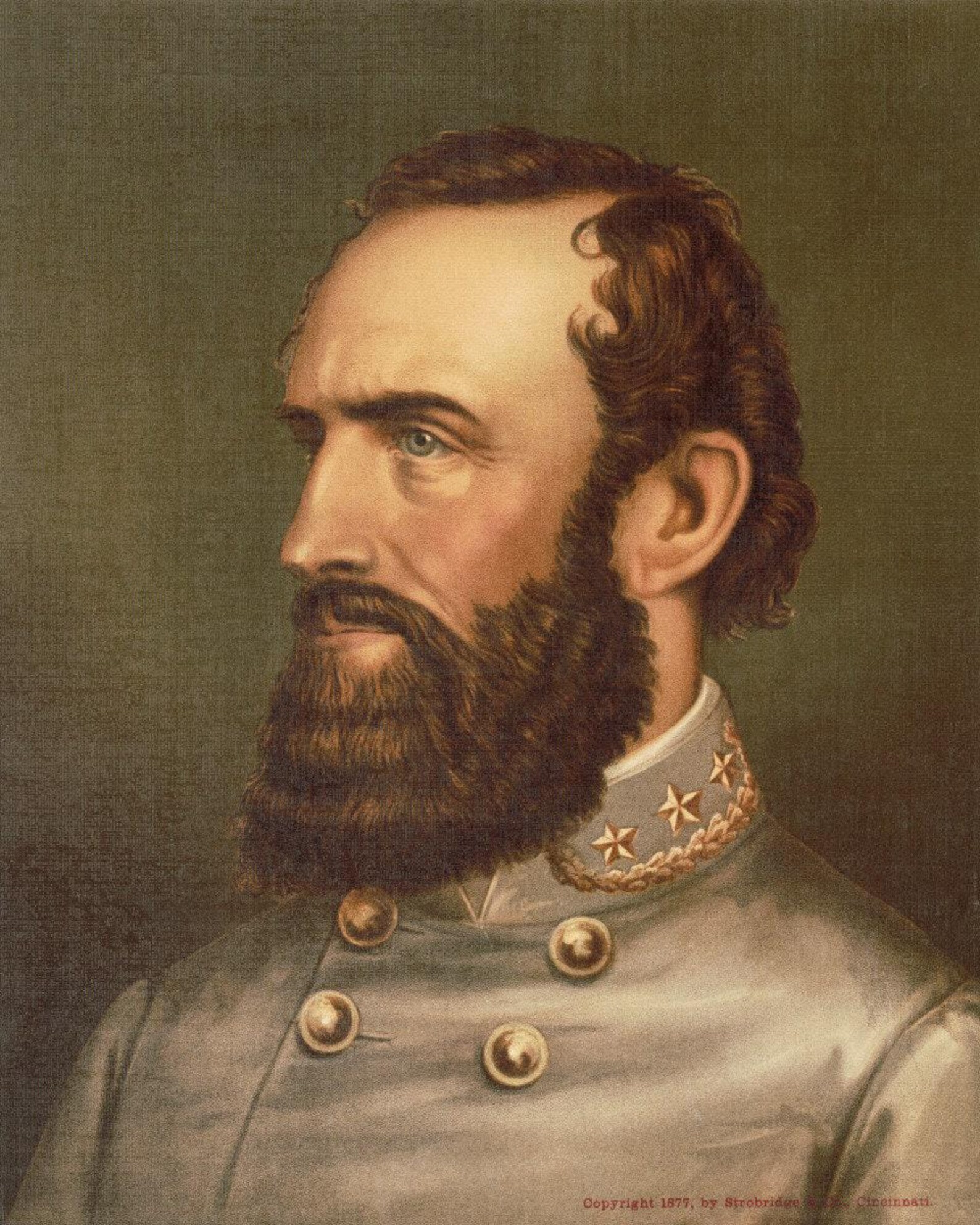 Print: Stonewall Jackson, Bust Portrait, Facing Left, Wearing Military ...