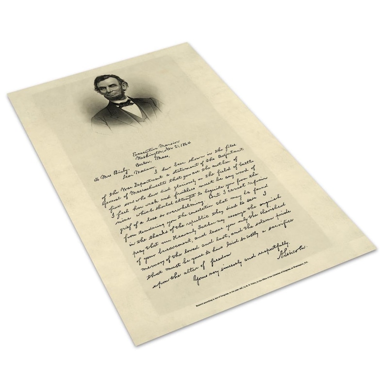 Print: Letter From Abraham Lincoln to Mrs. Bixby, With Bust-length ...