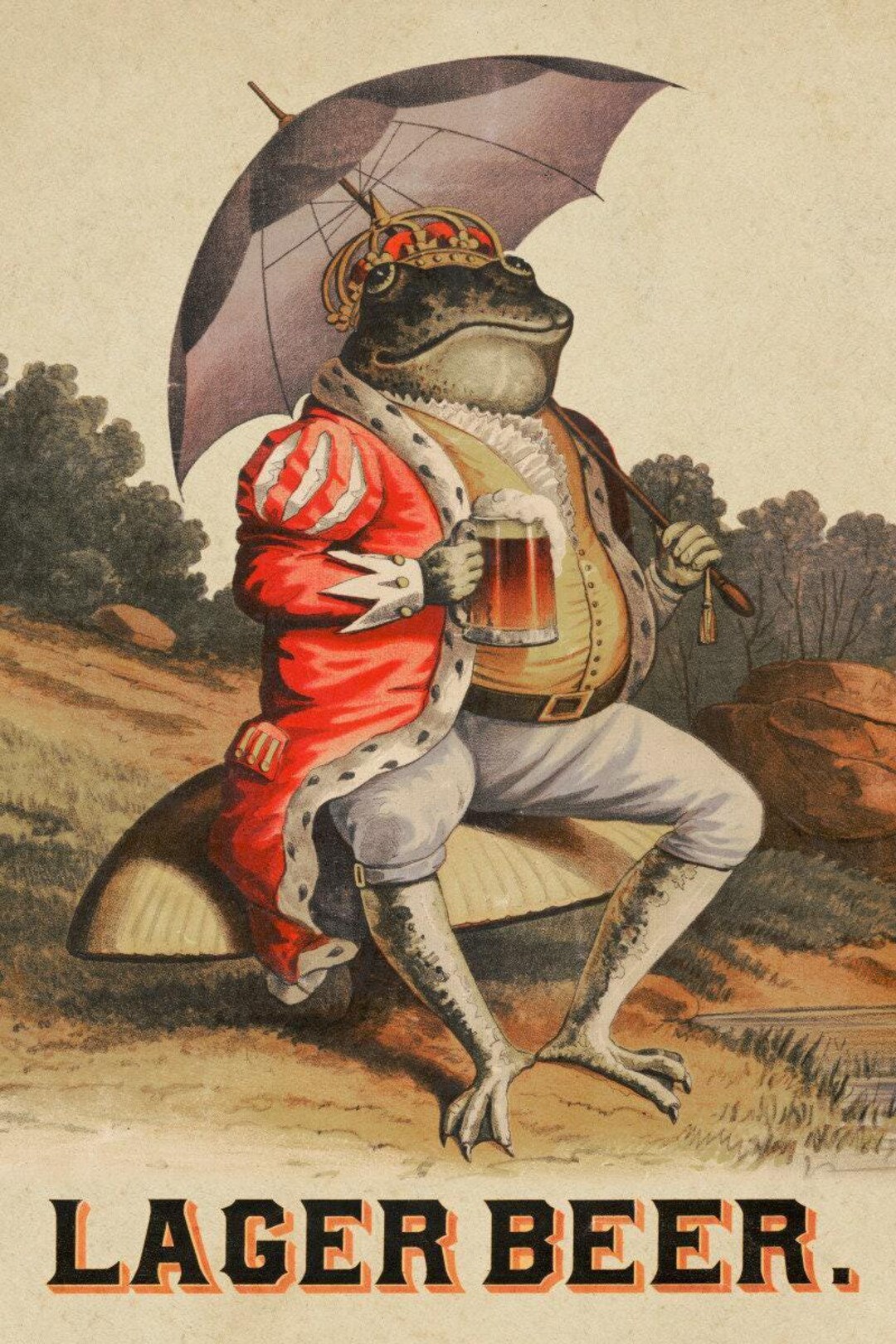 Print: Lager Beer Frog With Beer Mug, 1880 - Etsy