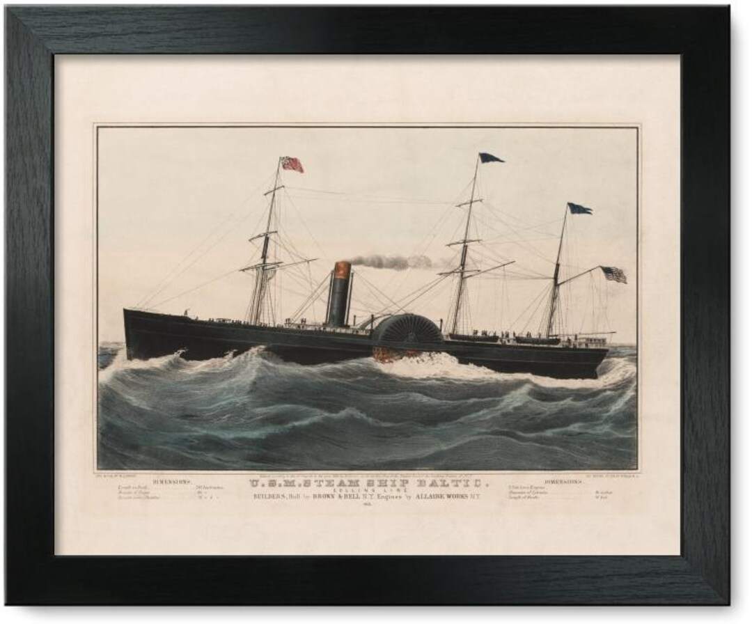 Framed Print: U.S.M. Steam Ship Baltic. Collins Line Builders, Hull by ...