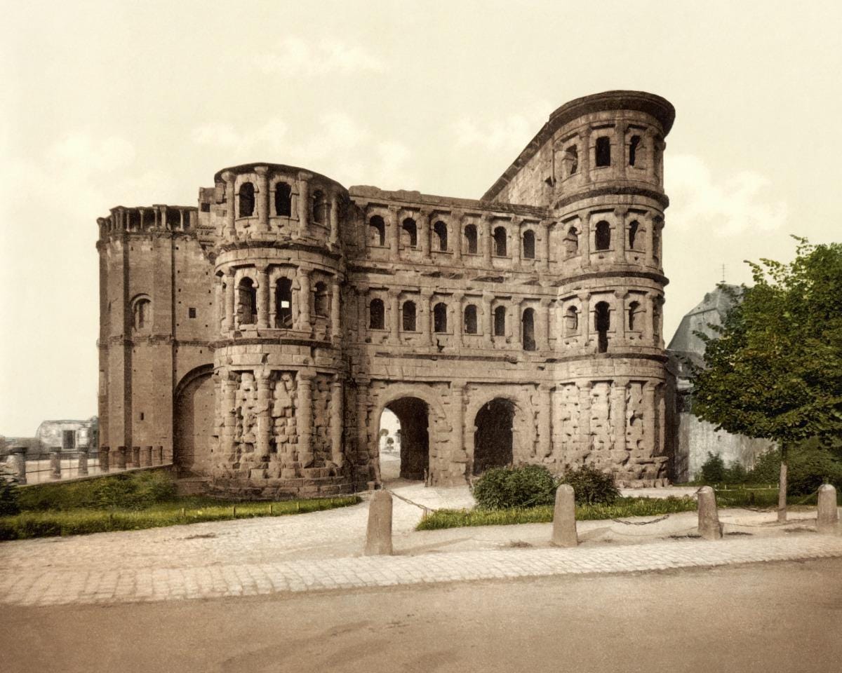Print: Trier (treves), Porta Nigra (black Gate), Moselle, Valley Of ...