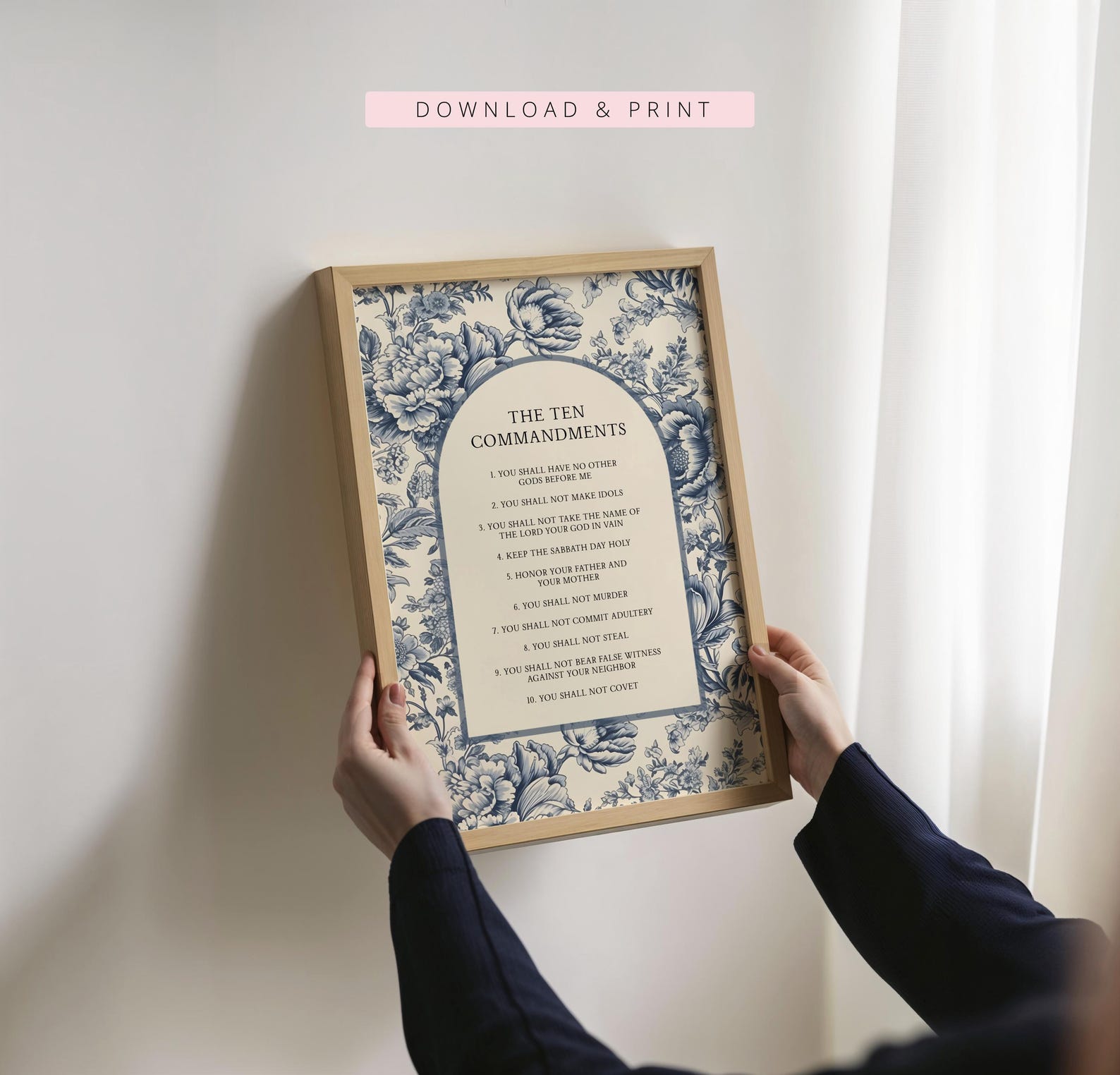 The Ten Commandments Bible Verse Wall Art, Vintage Style Scripture ...