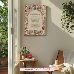 The Ten Commandments Bible Verse Wall Art, Vintage Style Scripture ...