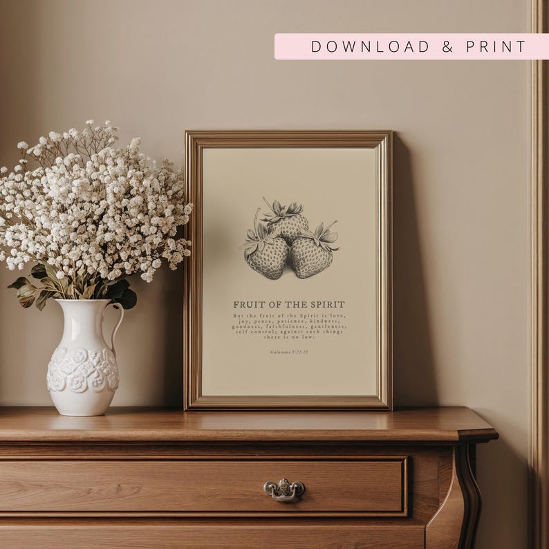Fruit of the Spirit Vintage Style Bible Verse Printable, Galatians 5:22 ...