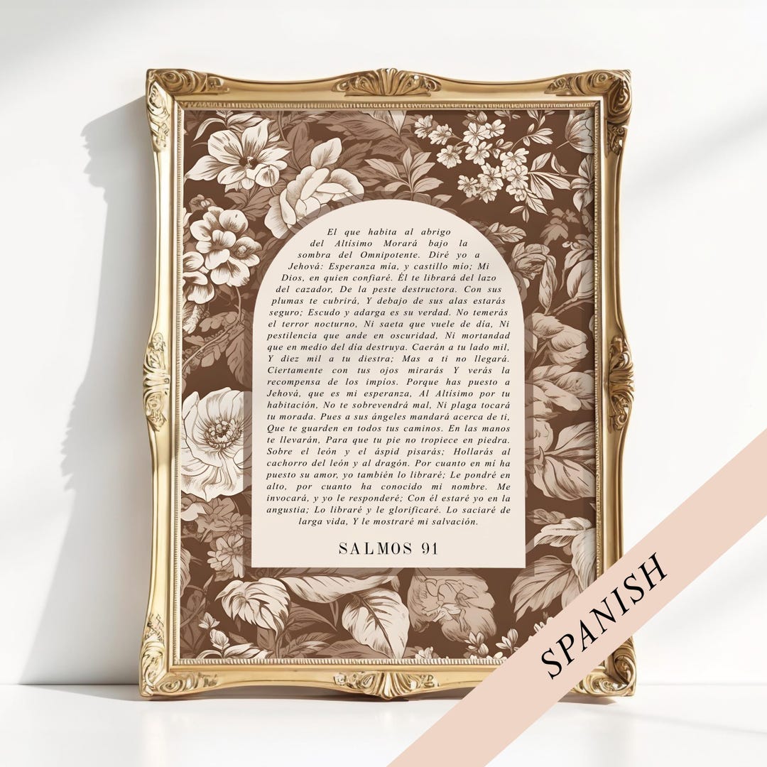 Psalm 91 Spanish Christian Wall Art, Brown Roses Bible Verse Wall Art ...