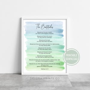 The Beatitudes Wall Art, Matthew 5:3-11, Bible Verse Wall Art,scripture ...