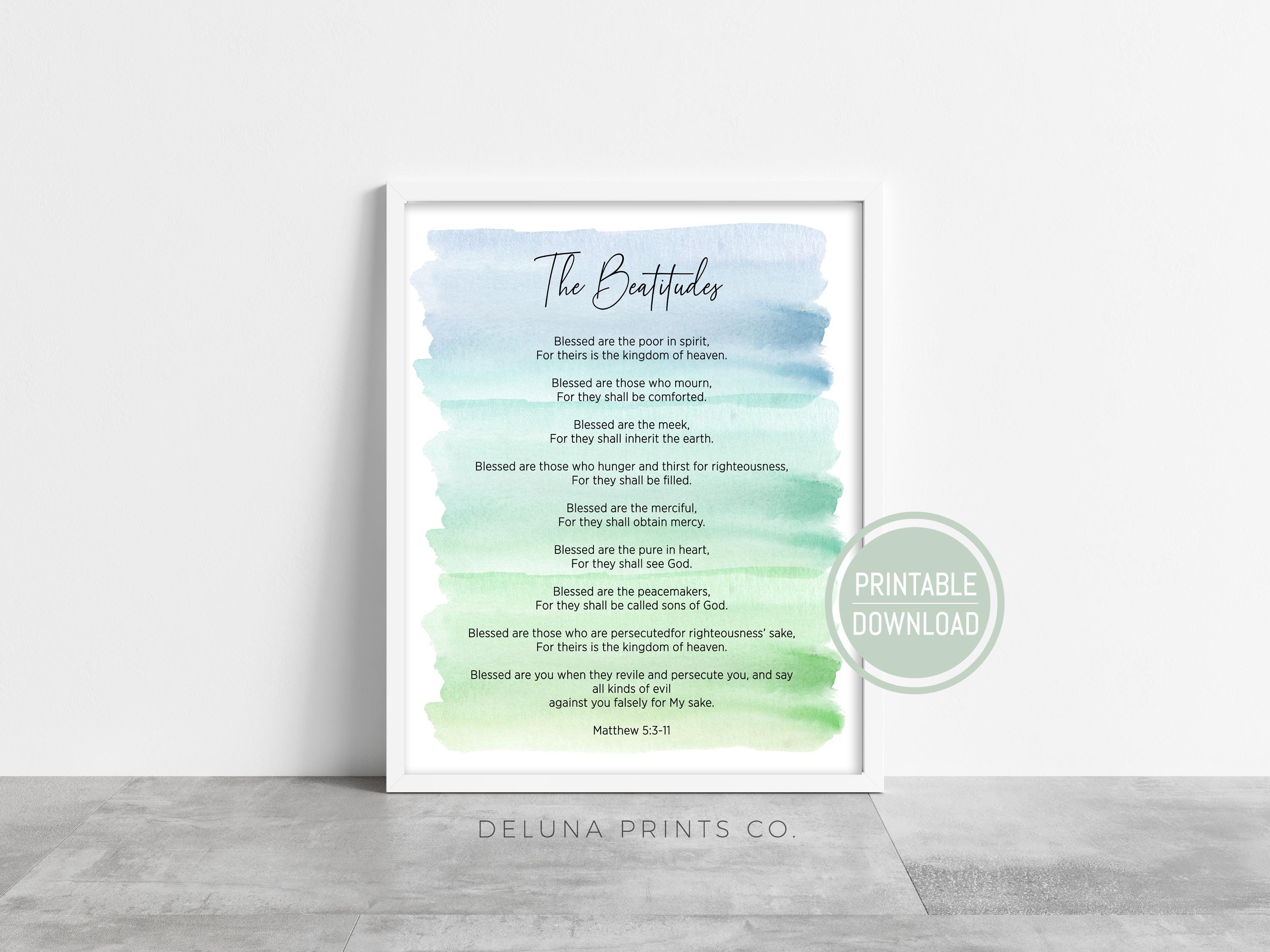 The Beatitudes Wall Art, Matthew 5:3-11, Bible Verse Wall Art,scripture ...