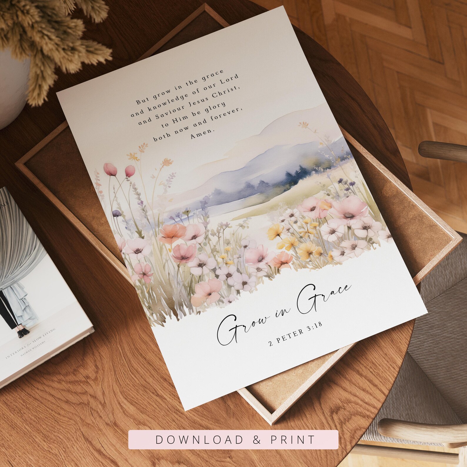 2 Peter 3:18 Grow in Grace Bible Verse Wall Art, Modern Scripture Print ...