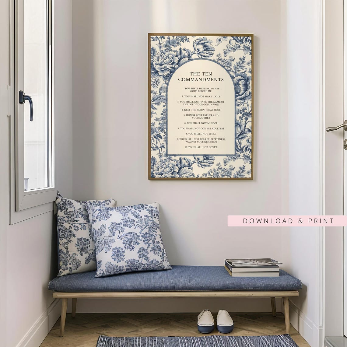 The Ten Commandments Bible Verse Wall Art, Vintage Style Scripture ...