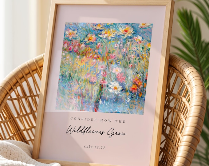 Consider the Wildflowers Scripture Sign, Rustic Spring Decor Large ...