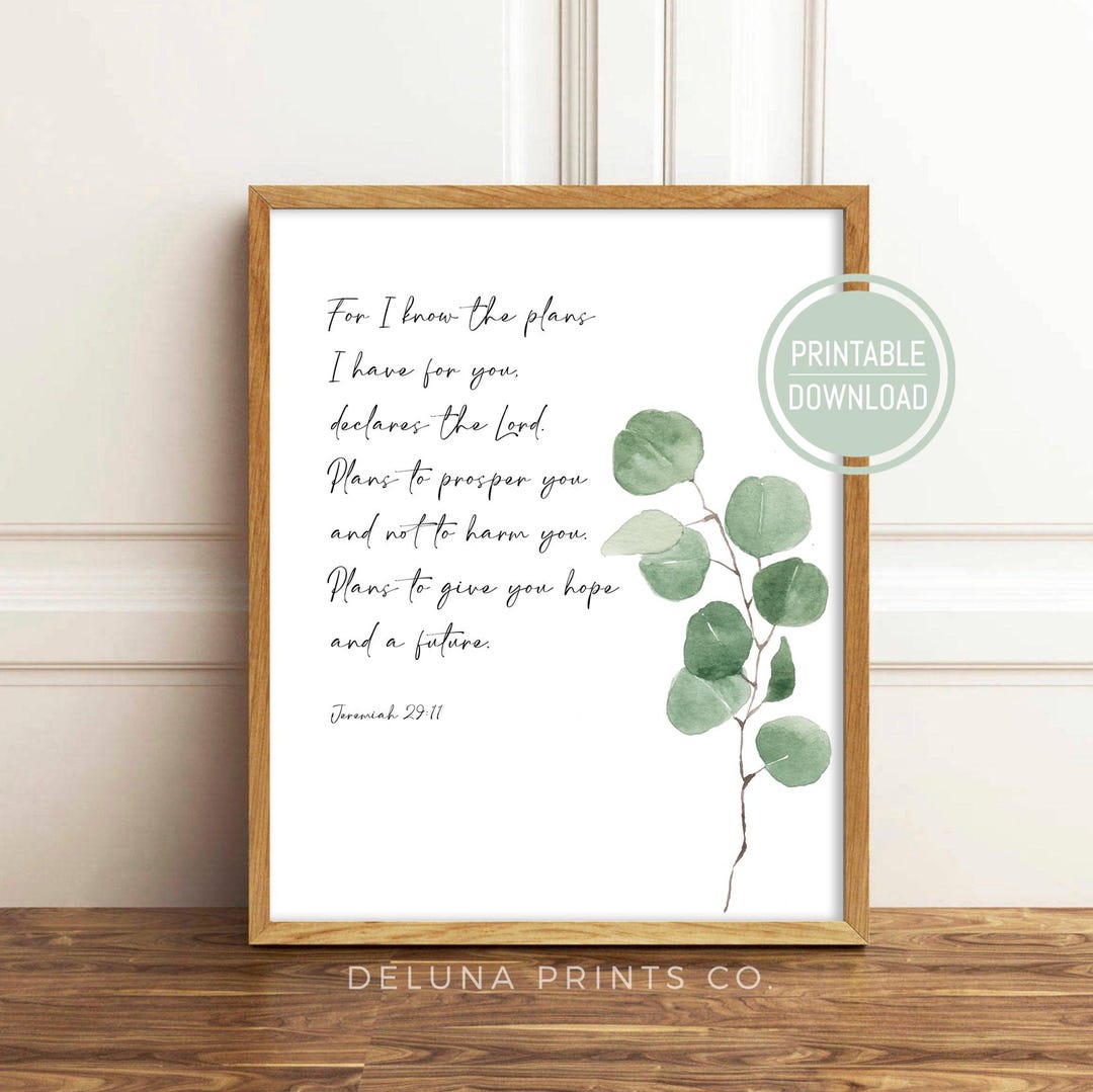 For I Know the Plans I Have for You Jeremiah 29:11 Bible Verse Wall Art ...