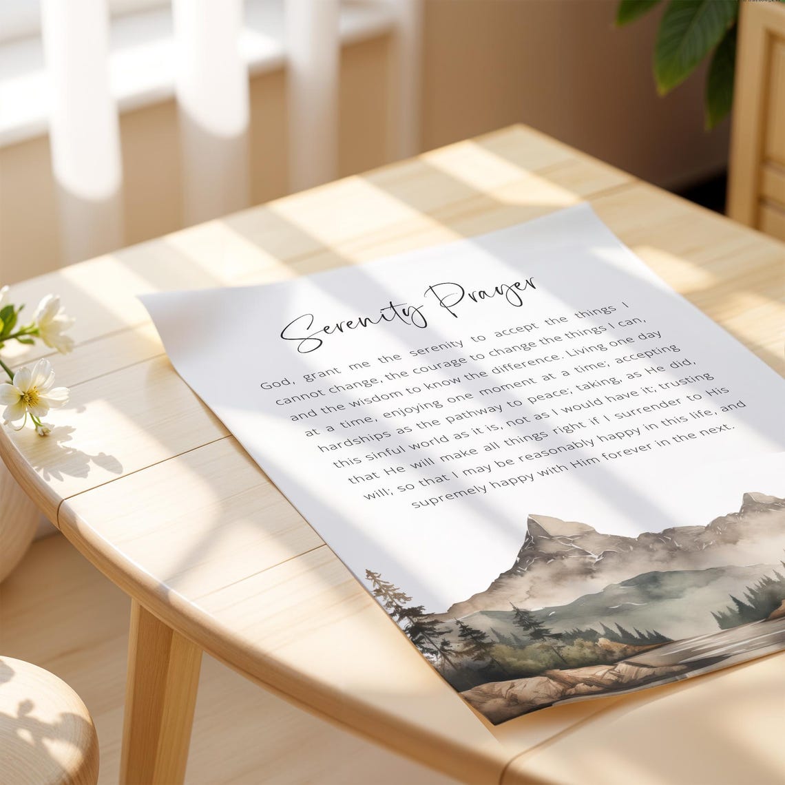 Serenity Prayer Wall Art Printable, Bible Verse Wall Art, Scripture ...
