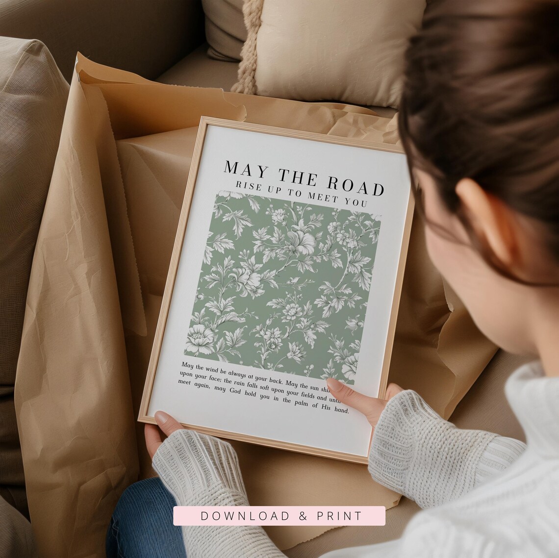 Floral Irish Blessing Wall Art, May the Road Rise up to Meet You ...