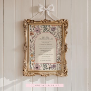 The Ten Commandments Bible Verse Wall Art, Vintage Style Scripture ...