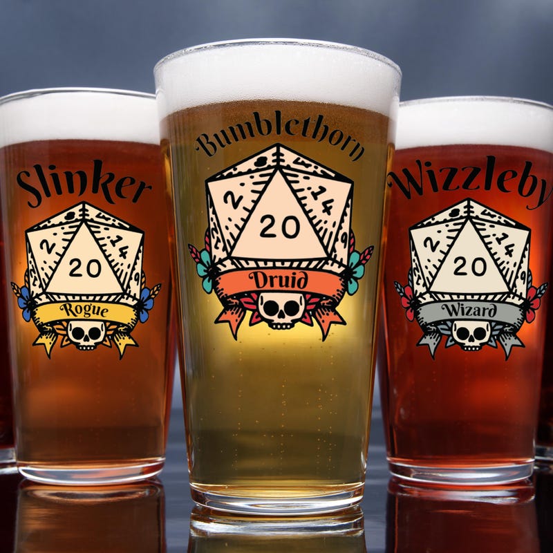 Dnd Dice Pint Glasses - Etsy