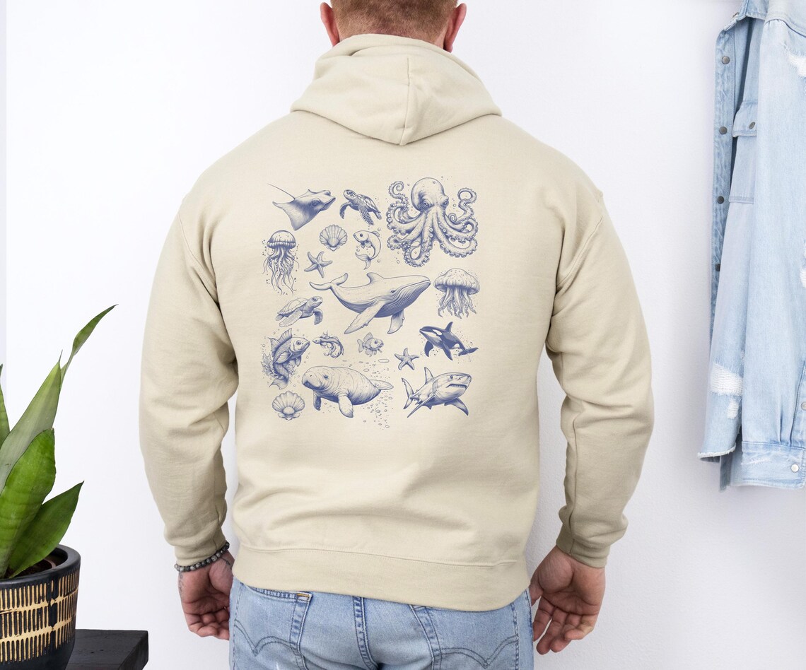 Underwater Sea Animal Vintage Hoodie | Gift for Marine Biologist/ocean ...
