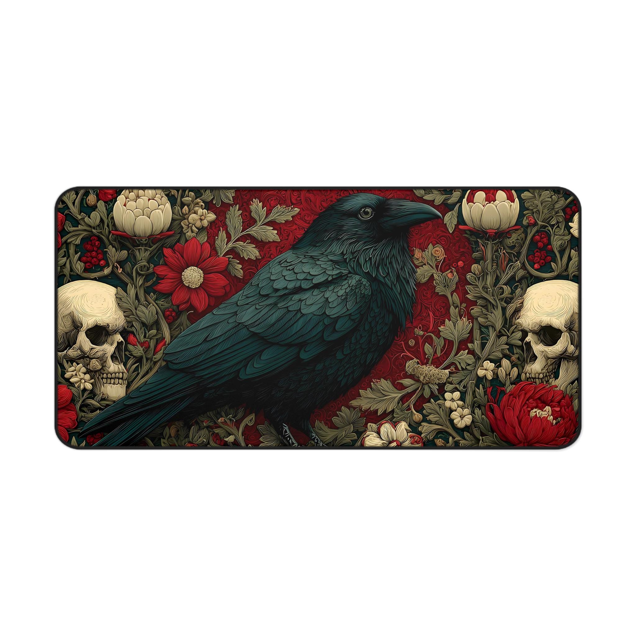 Raven Tapestry Desk Mat, Medieval Blackbird Desk Pad, Castle Decor Desk ...