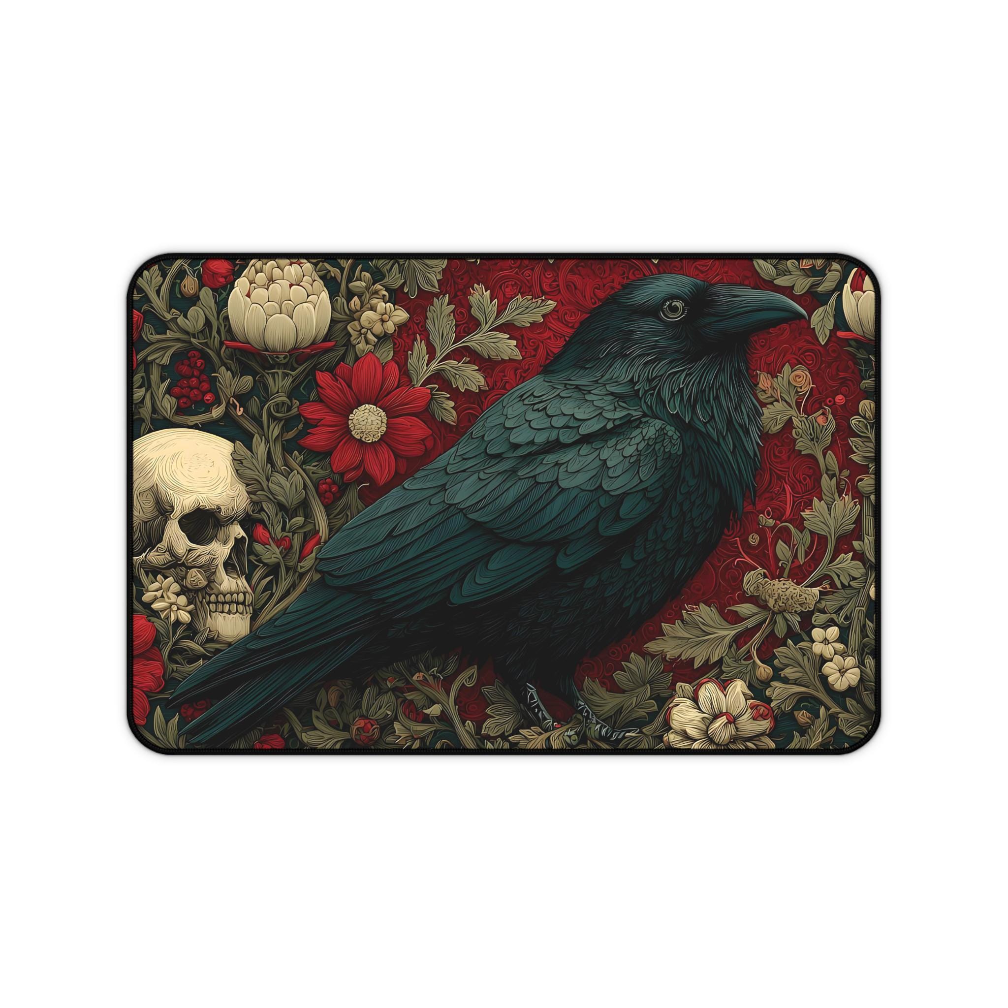 Raven Tapestry Desk Mat, Medieval Blackbird Desk Pad, Castle Decor Desk ...