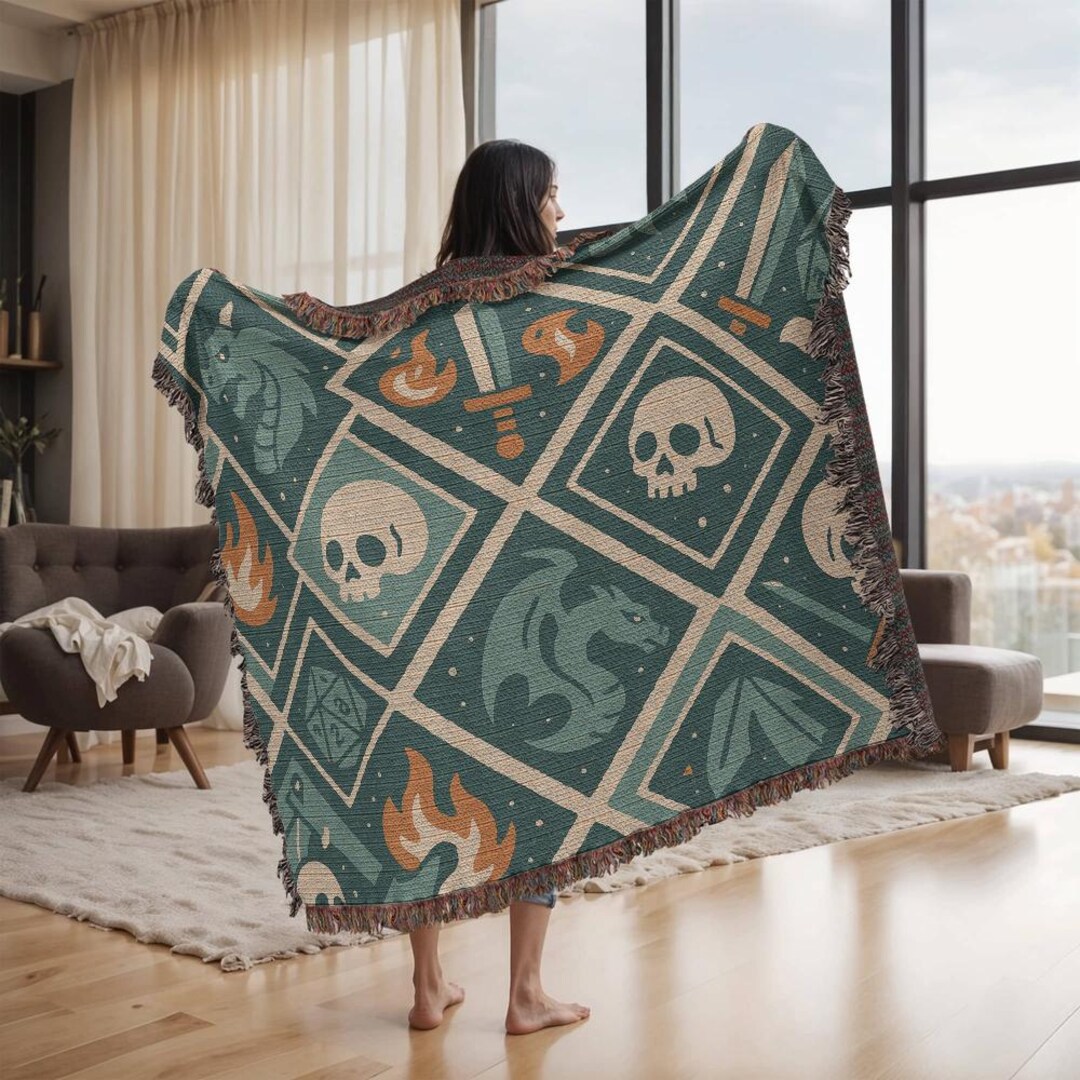 Dungeons and Dragons Woven Blanket, Nerdy DND Throw - Etsy