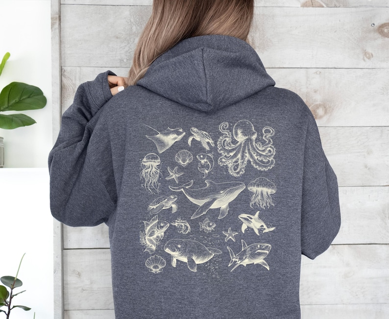 Underwater Sea Animal Vintage Hoodie | Gift for Marine Biologist/ocean ...