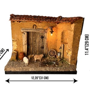 Miniature Farmhouse Diorama: Rustic Wood & Clay Sheep Scene With Warm ...