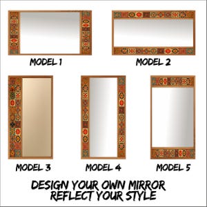 Handmade Turkish Ceramic Tile Mirror – Rustic Oak Wood Frame Wall Decor ...