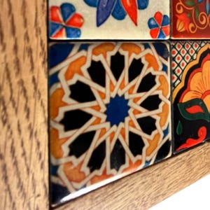 Handmade Turkish Ceramic Tile Mirror – Rustic Oak Wood Frame Wall Decor ...
