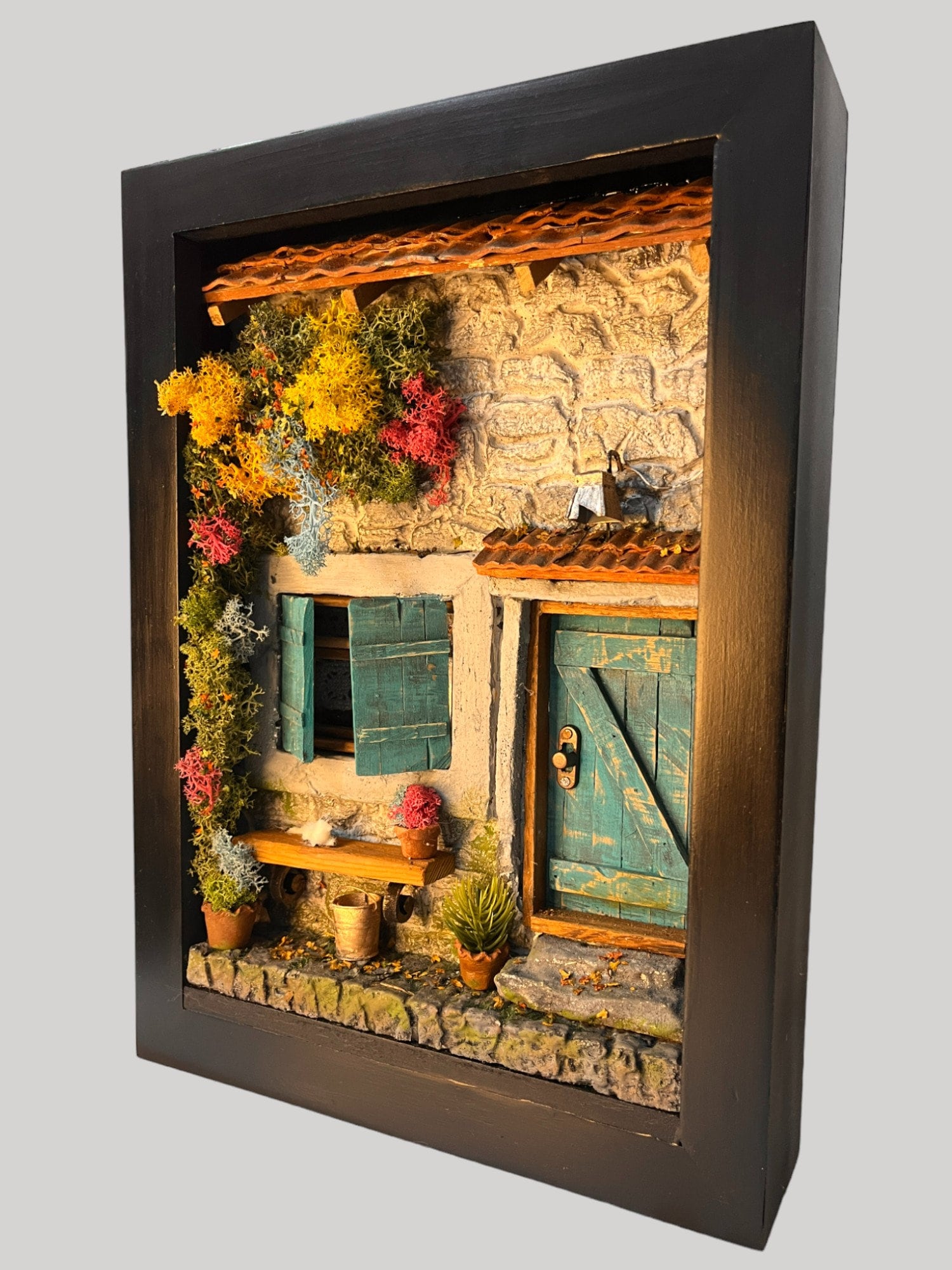 Rustic Stone House Diorama Wall Art: Handmade Country Cottage Decor ...