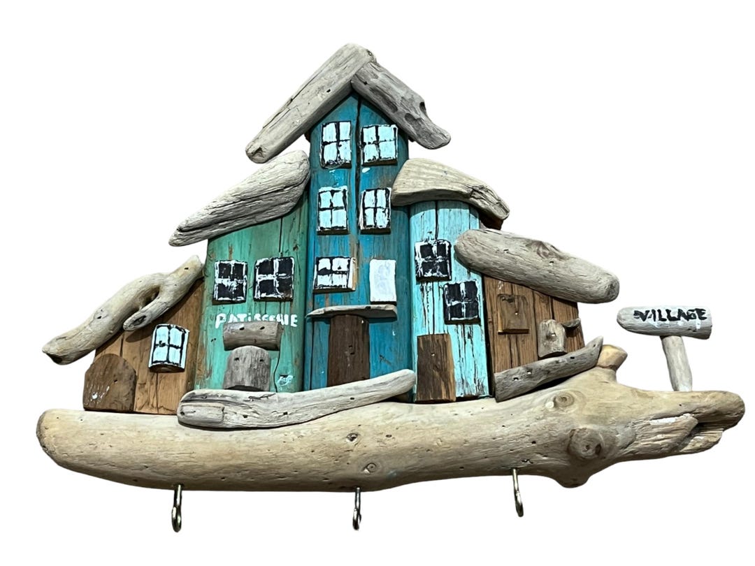 Driftwood Coastal Village Wall Art: Rustic Seaside Decor , Housewarming ...