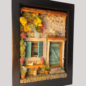 Rustic Stone House Diorama Wall Art: Handmade Country Cottage Decor - Etsy