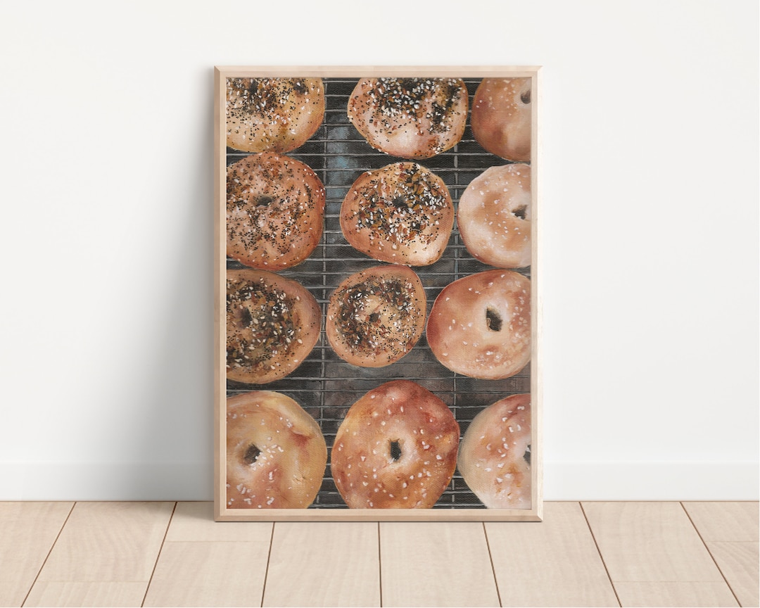 Bagel Art Print | Deliciously Crafted, 8x10, 5x7, 4x6, Food Art Print ...