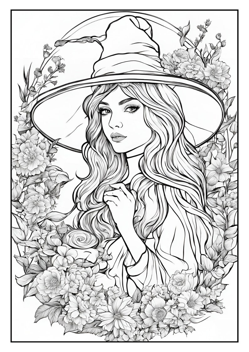 MAXI Coloring Book With WITCHES 51 Pages for Adults, Coloring Book for ...
