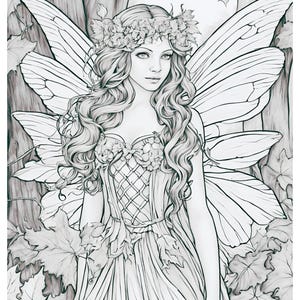 Printable Fairies of Autumn Coloring Book 40 Pages for Adults and ...