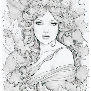 Printable Fairies of Autumn Coloring Book 40 Pages for Adults and ...