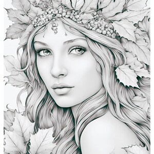 Printable Fairies of Autumn Coloring Book 40 Pages for Adults and ...