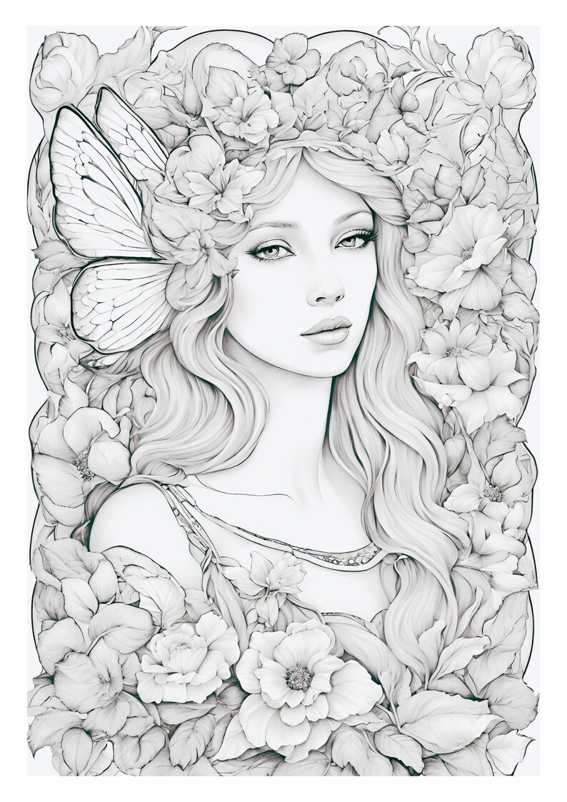 Printable Fairies Coloring Book 20 Spring Pages for Adults and Children ...