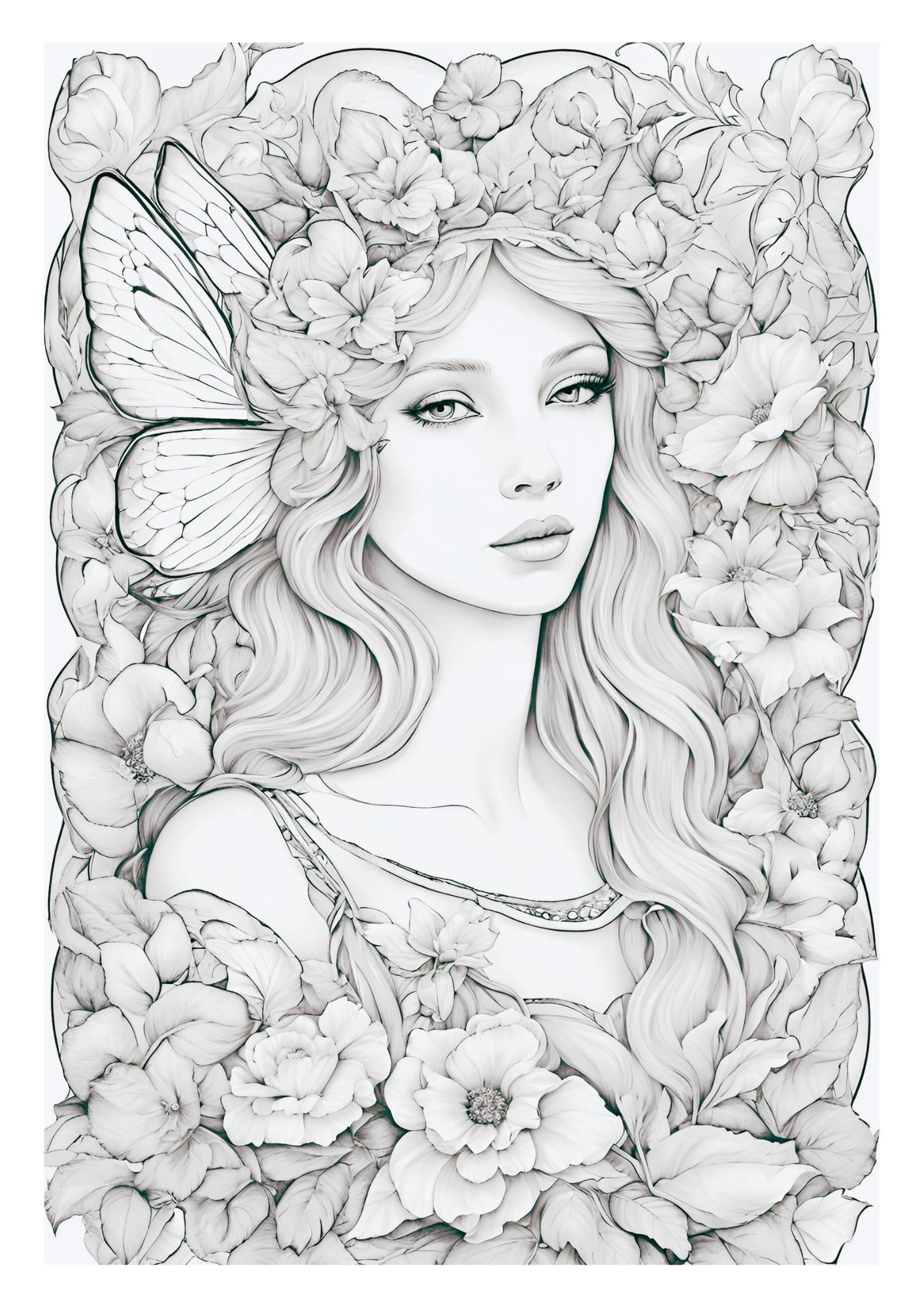 Printable Fairies Coloring Book 20 Spring Pages for Adults and Children ...