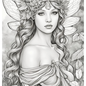 Printable Fairies of Autumn Coloring Book 40 Pages for Adults and ...