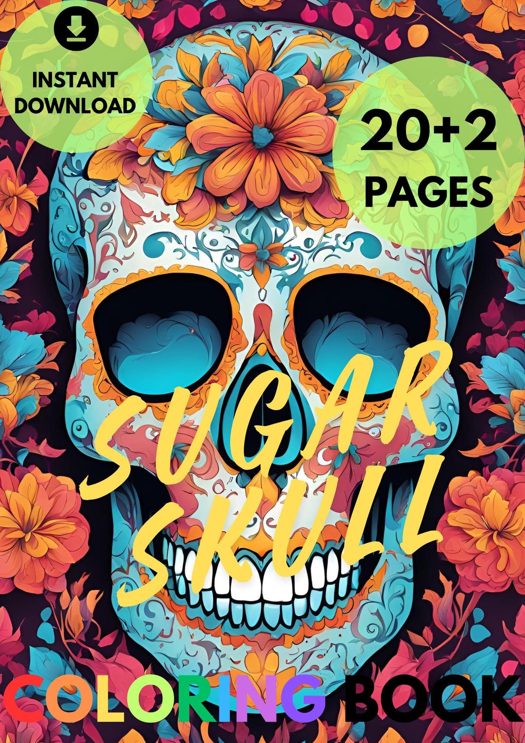 22 Human Skull Coloring Pages - Adults and Kids Coloring Book, Digital ...