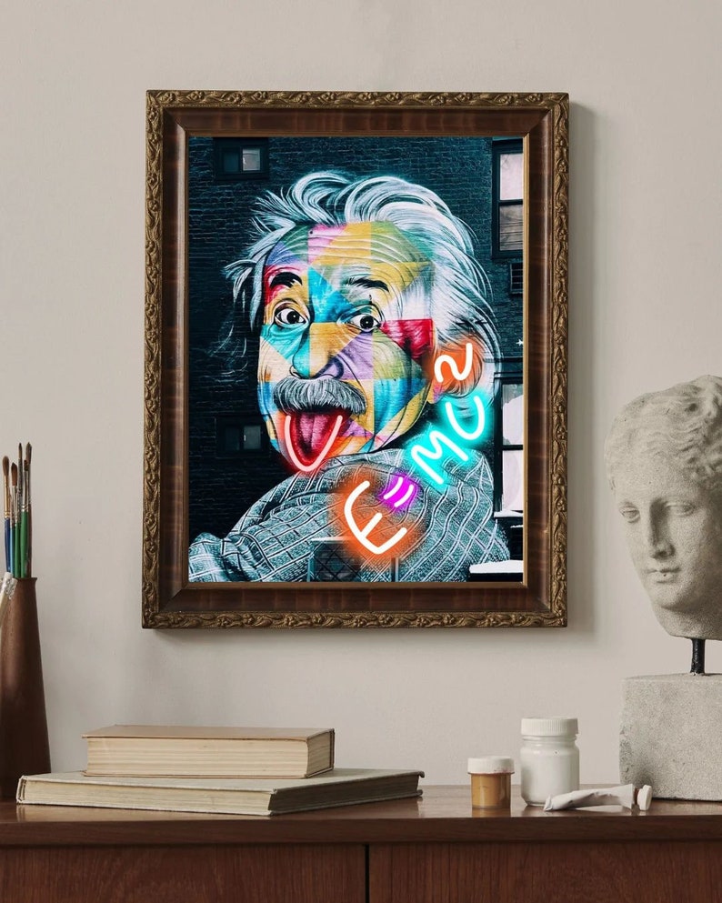 Albert Einstein Art Painting Neon Sign Wall Decor Portrait Art Modern ...