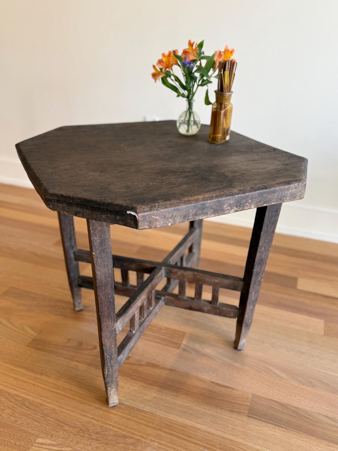 Anitique Wooden Heptagonal Occasional Table - Etsy