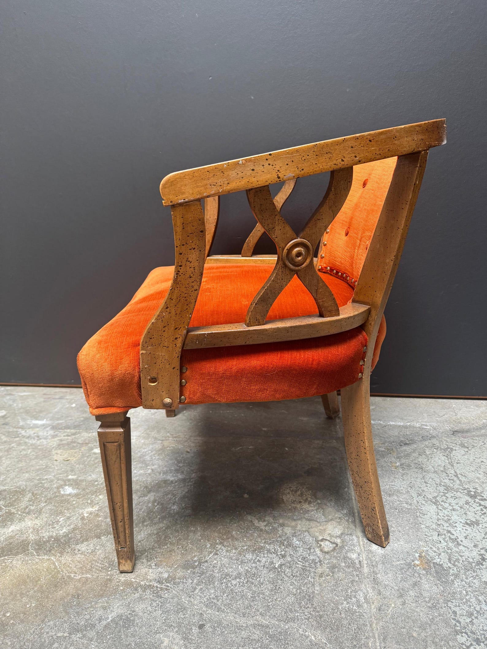 Vintage Orange Velvet Chair - Etsy
